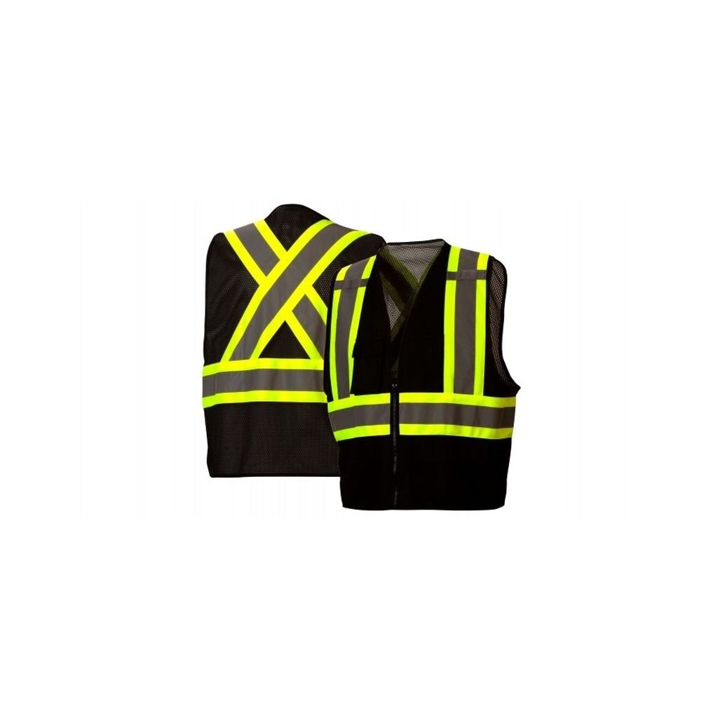 Pyramex RCZ2411 Type O - Class 1 Hi-Vis Black Vest with Contrasting ...